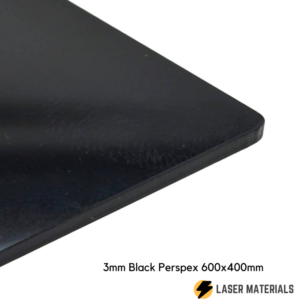 3mm Black Perspex 600x400mm - lasermaterials.ie