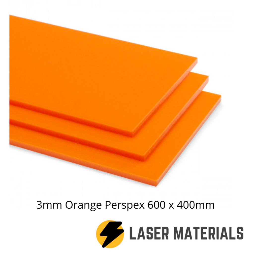 3mm Orange Perspex 600x400mm - lasermaterials.ie
