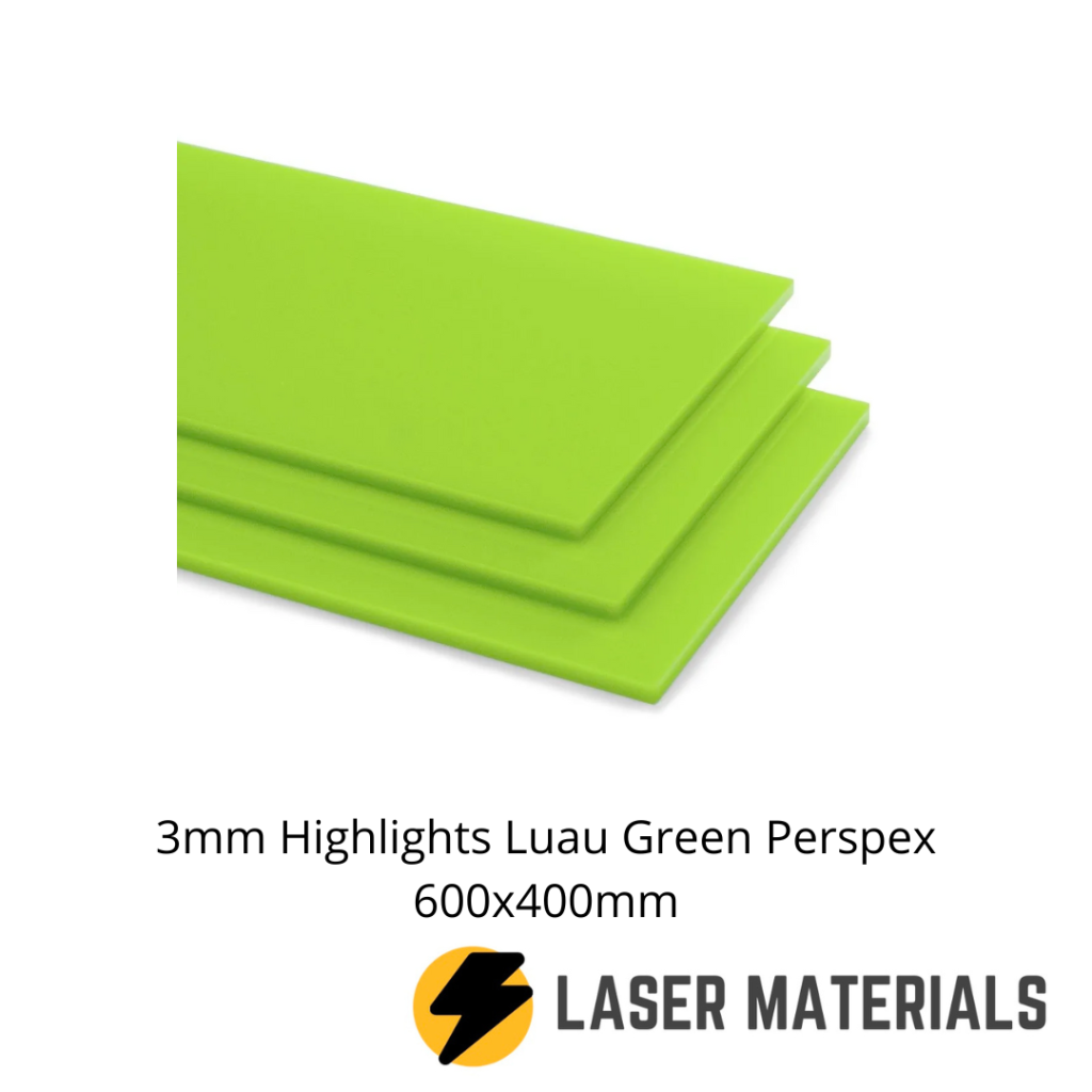 3mm Highlights Luau Green Perspex 600x400mm - lasermaterials.ie