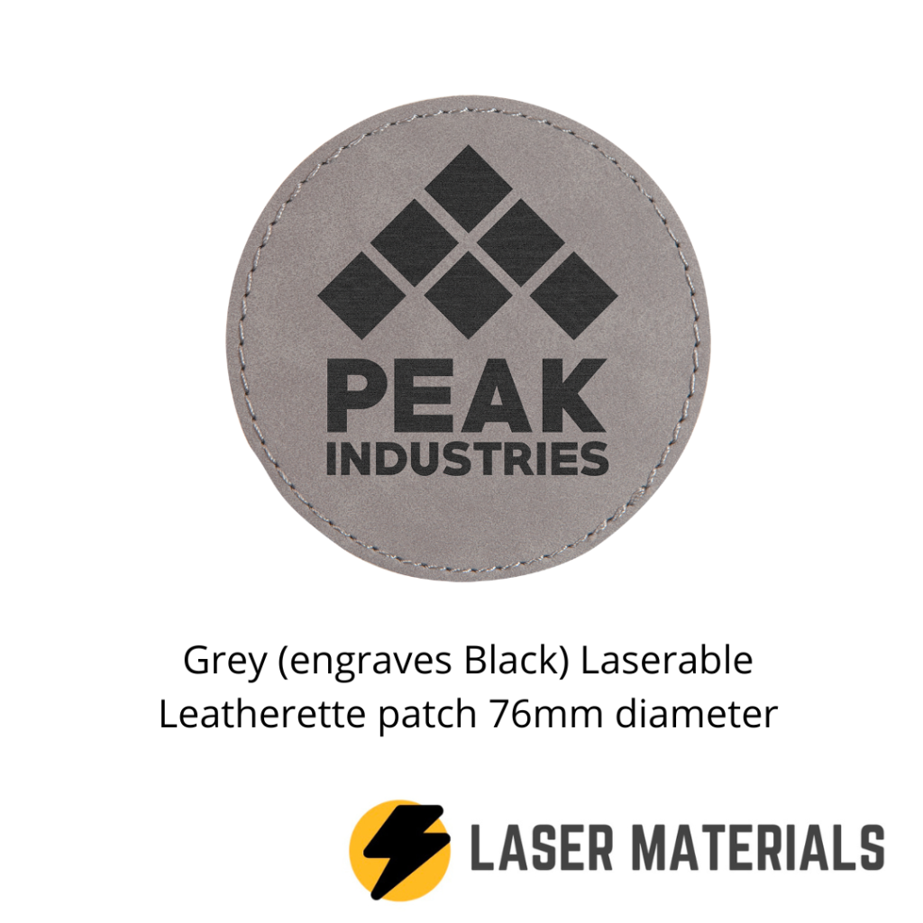 Grey (engraves Black) Laserable Leatherette round patch 76mm Diameter ...