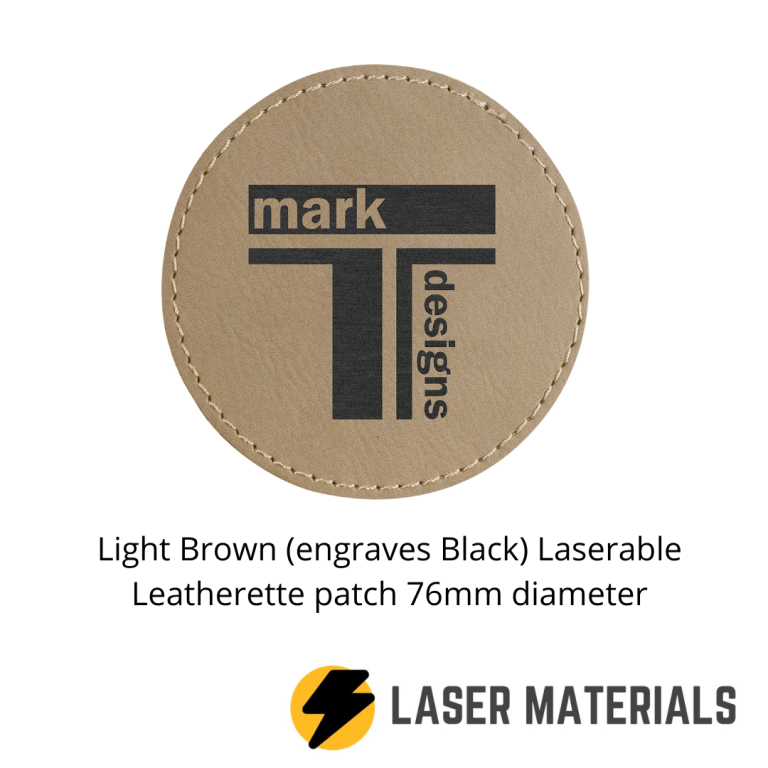 Light Brown (engraves Black) Laserable Leatherette round patch 76mm ...