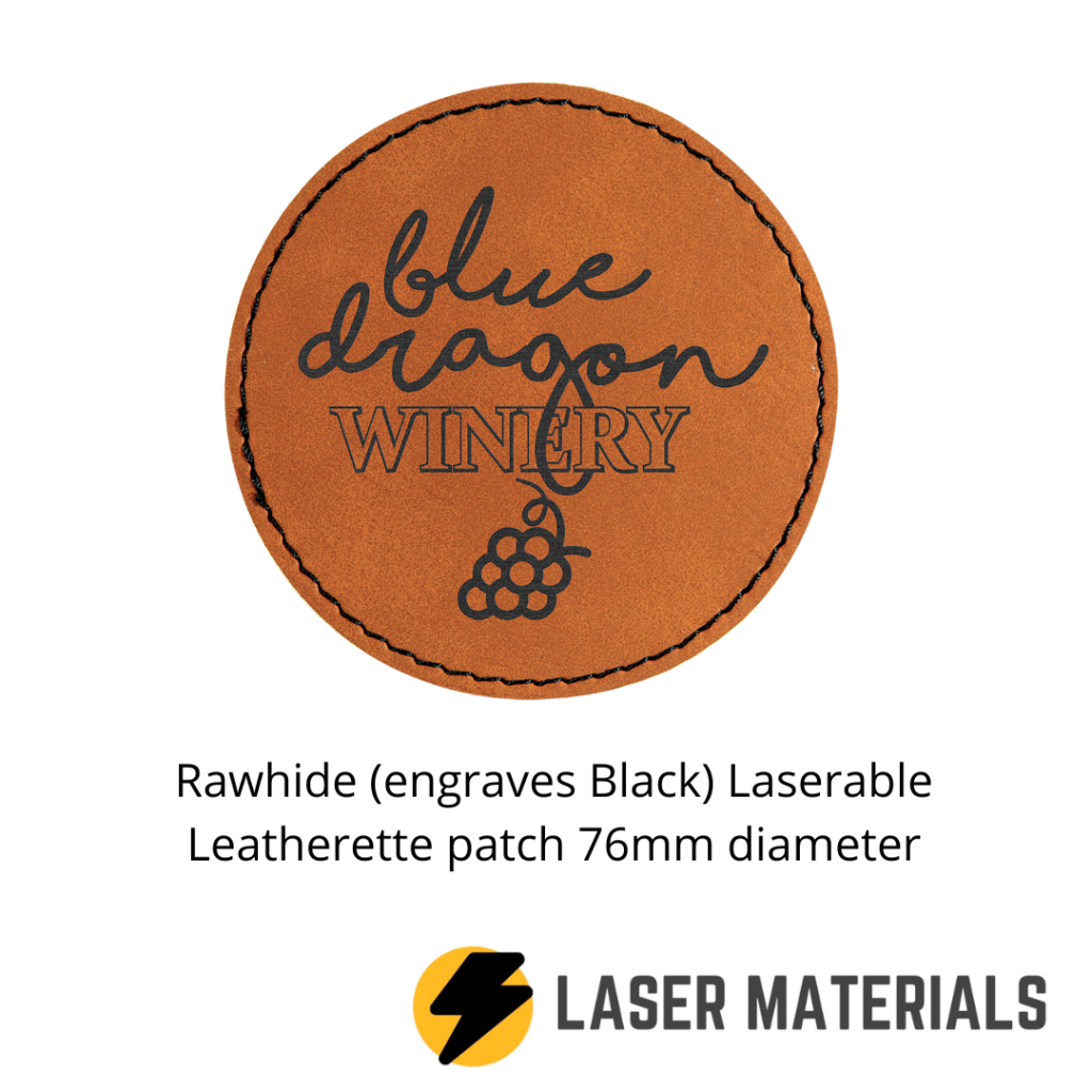 Rawhide (engraves Black) Laserable Leatherette round patch 76mm ...