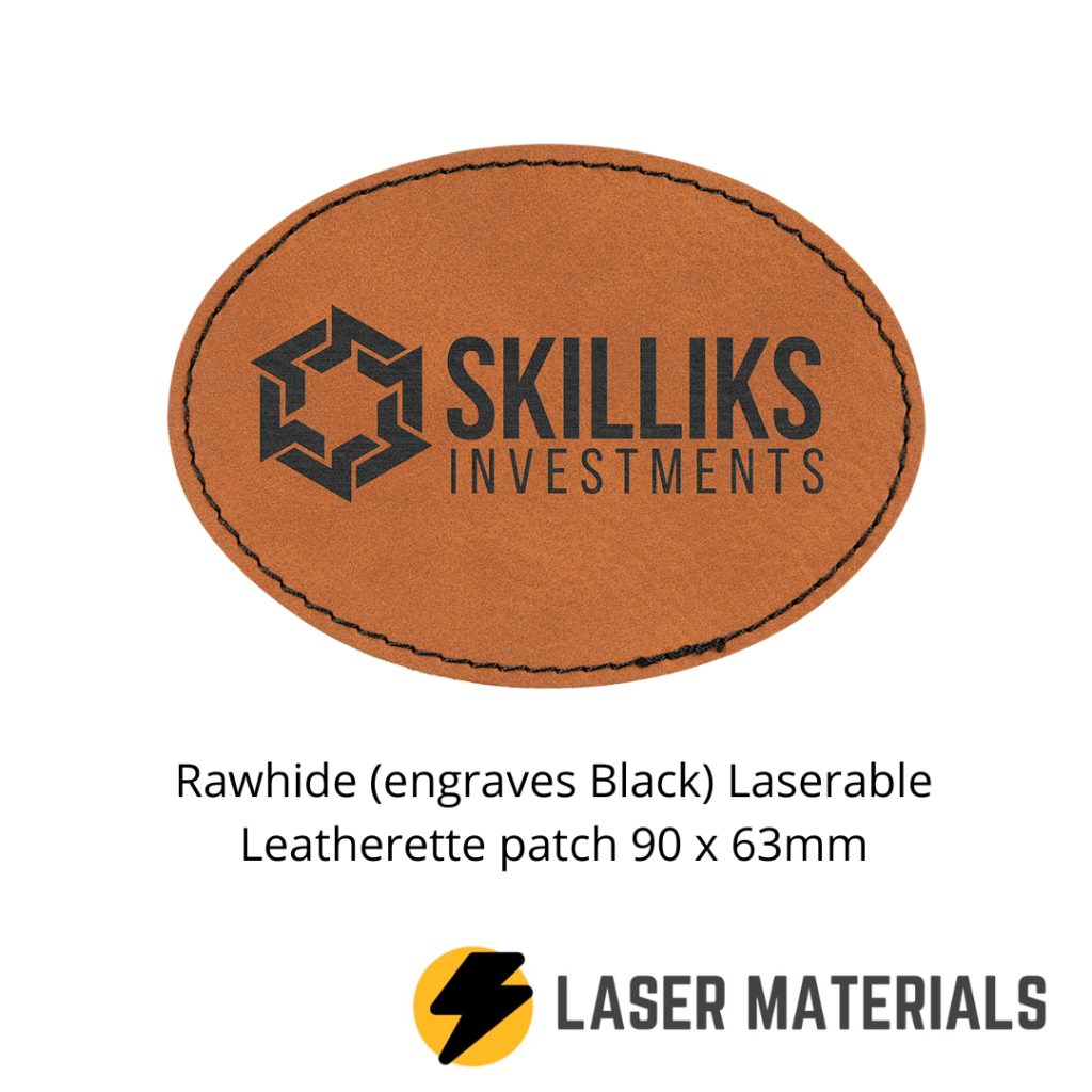Rawhide (engraves Black) Laserable Leatherette oval patch 90 x 63mm ...