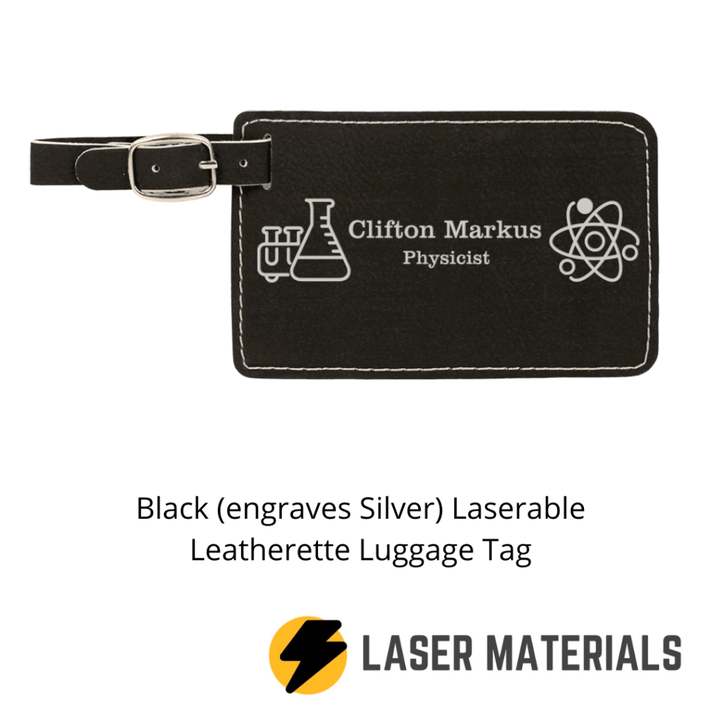 Black (engraves Silver) Laserable Leatherette Luggage Tag ...