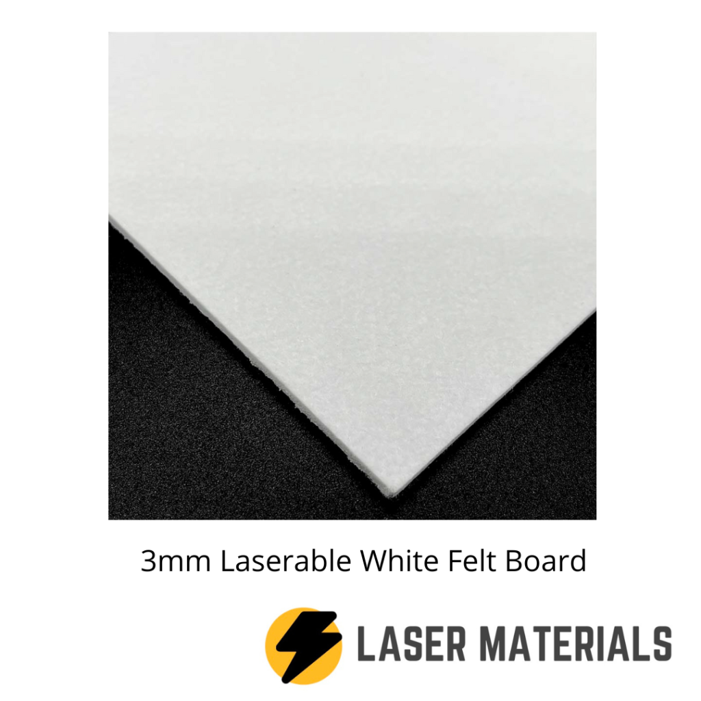 3mm Laserable White Felt Board 500 x 300 mm - lasermaterials.ie